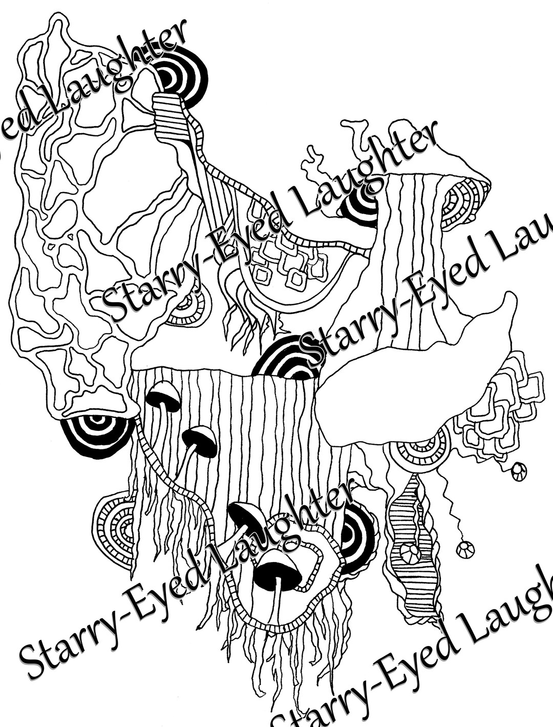 Psychedelic Coloring Page, Hippie Mushroom Coloring Page, Trippy, Adult ...