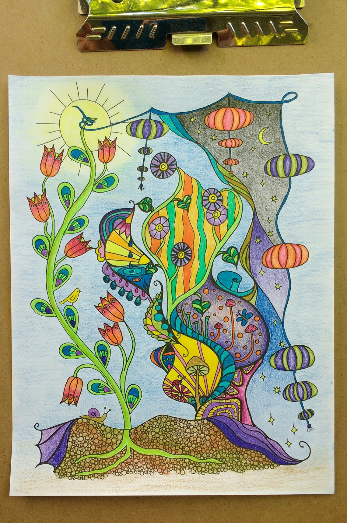 Flower Coloring Page, Printable Coloring Page PDF, Nature, Fantasy ...