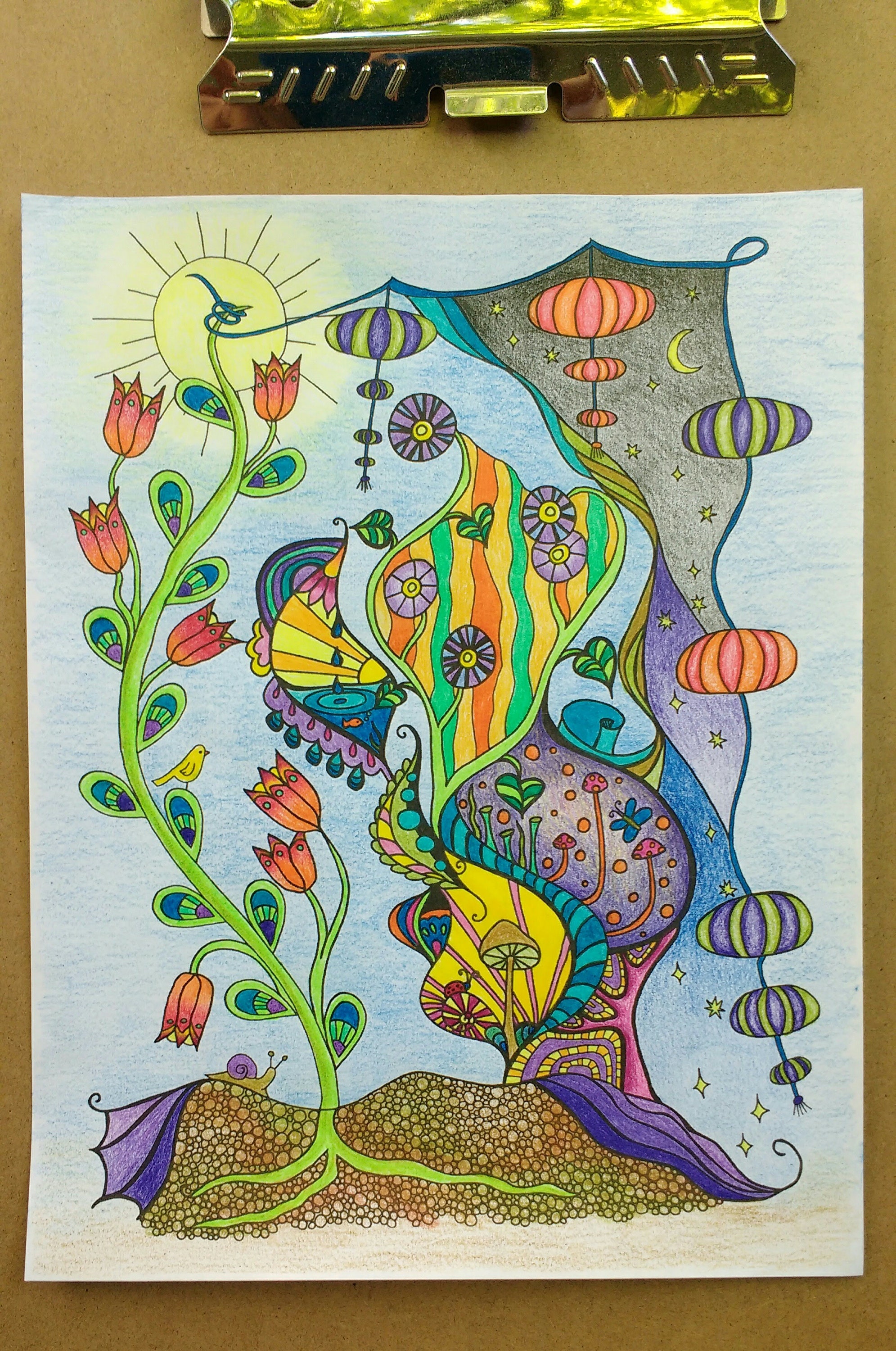 Flower Coloring Page, Printable Coloring Page PDF, Nature, Fantasy ...