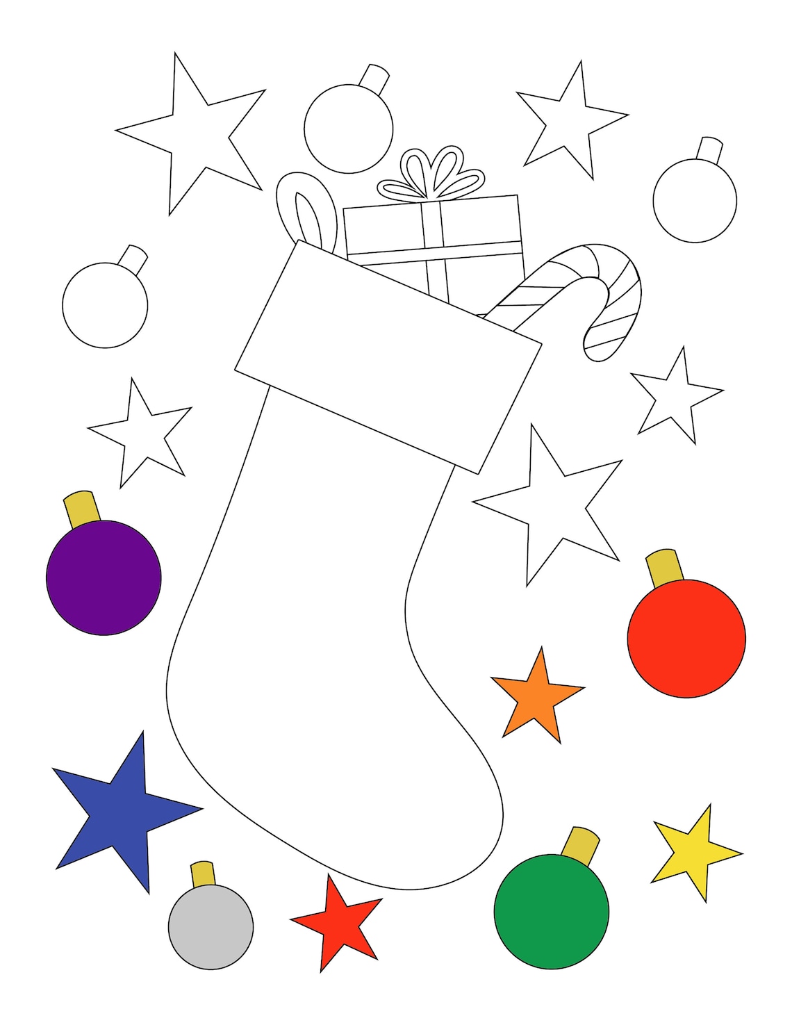 Christmas Stocking Coloring Page Printable PDF Digital Download - Etsy