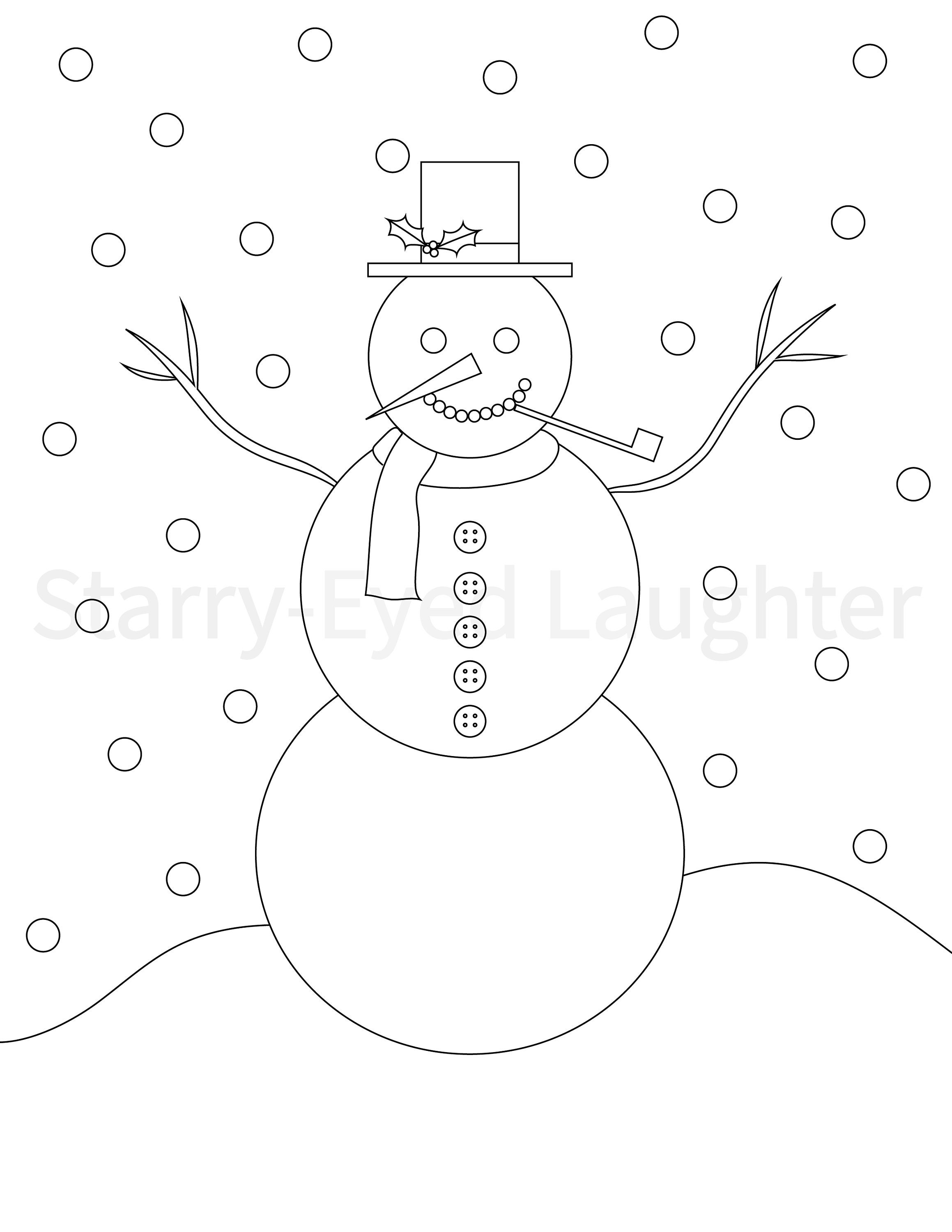 Snowman Winter Coloring Page Printable PDF Digital Download - Etsy