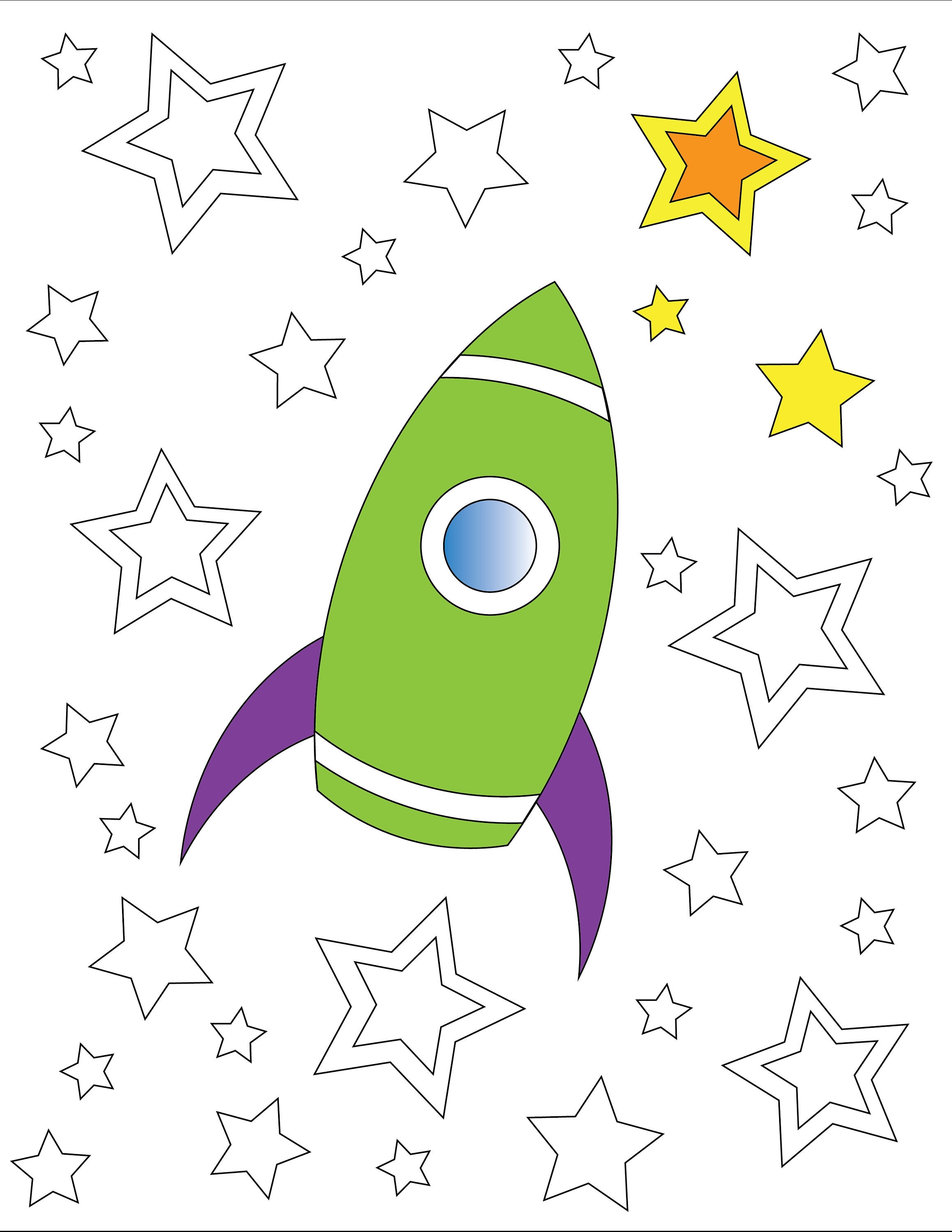 Rocket Ship Coloring Page for Kids, Spaceship, Children, Toddler ...