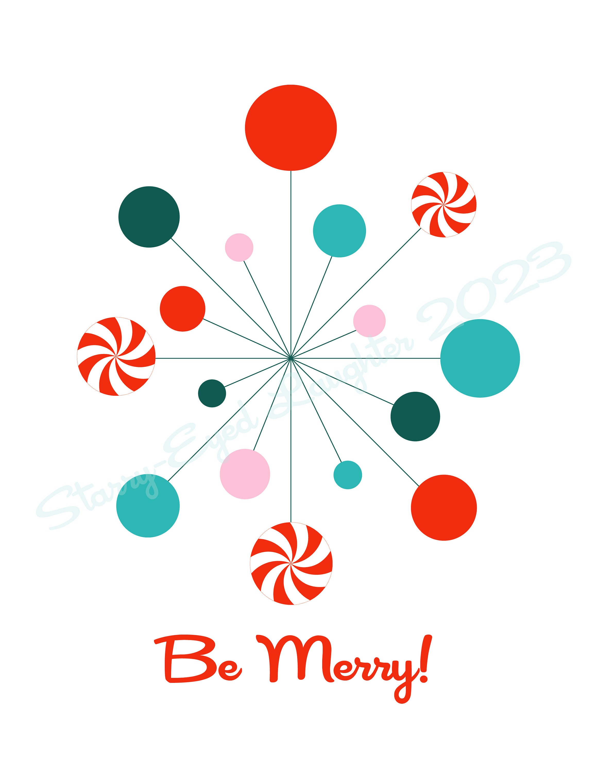 Mid Mid Christmas Wall Art Set, 5 Prints, Vintage Holiday Decor, Pastel ...