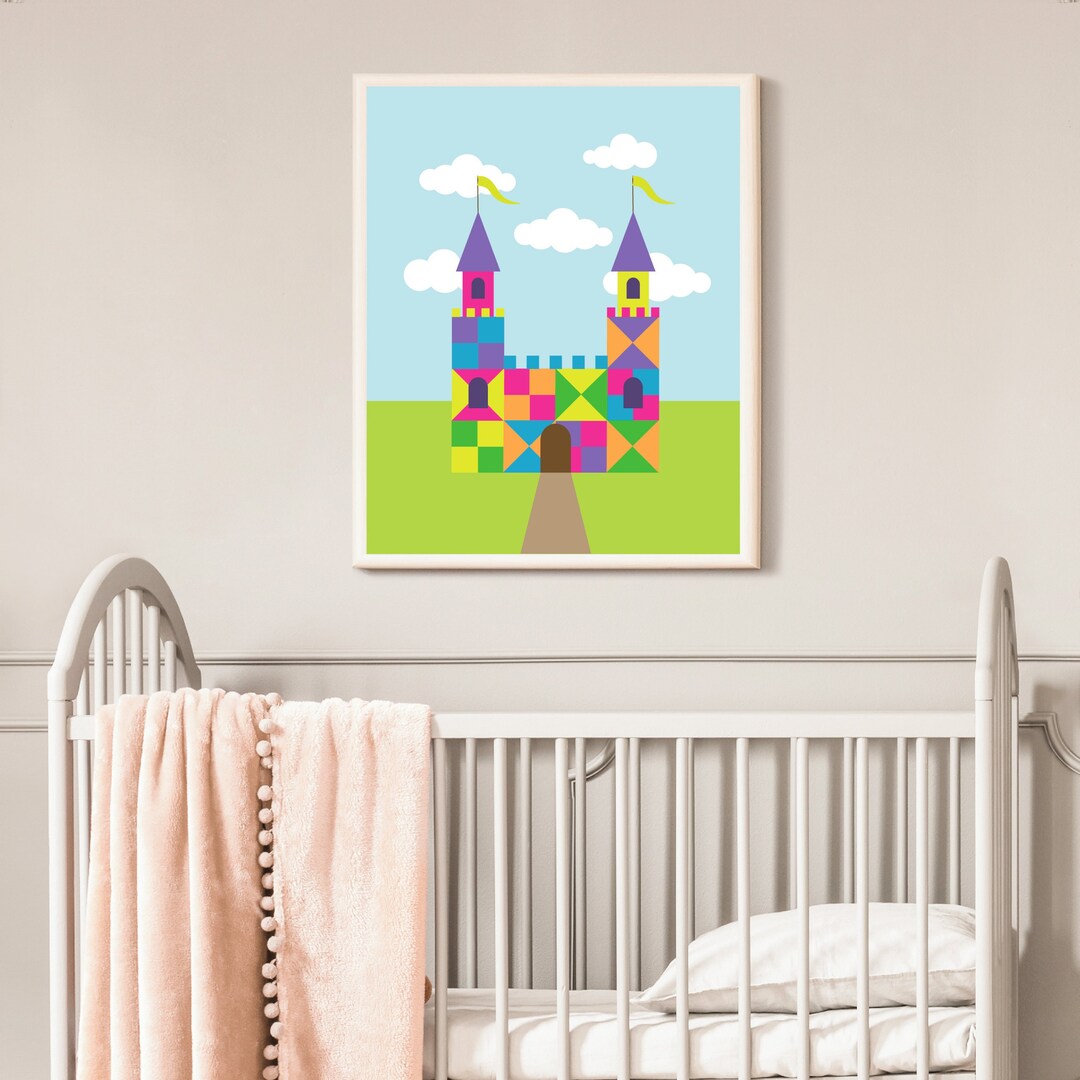 Castle Print Nursery Printable Art, Colorful Castle Fairytale, Boys ...