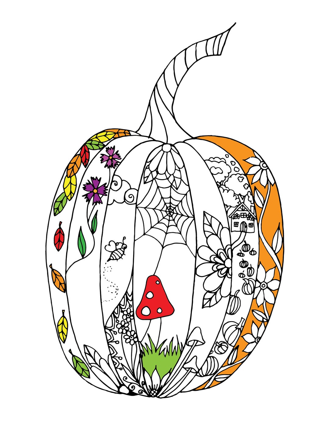 Thanksgiving Coloring Page, Fall Pumpkin, November, Autumn, Printable ...