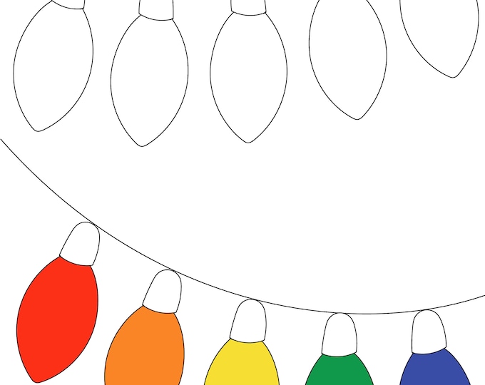 Christmas Lights Coloring Page Printable PDF Digital Download - Etsy