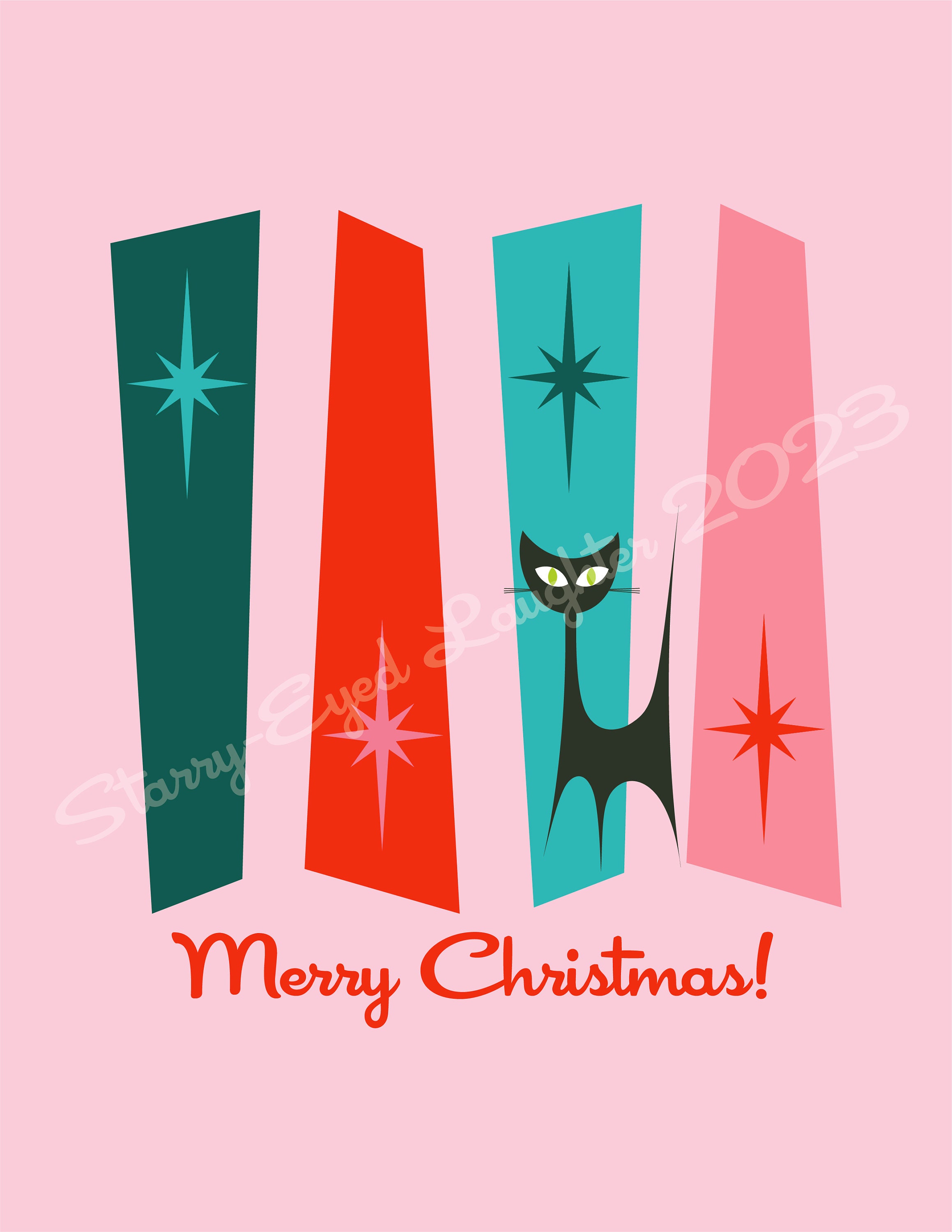 Mid Mid Christmas Wall Art Set, 5 Prints, Vintage Holiday Decor, Pastel ...