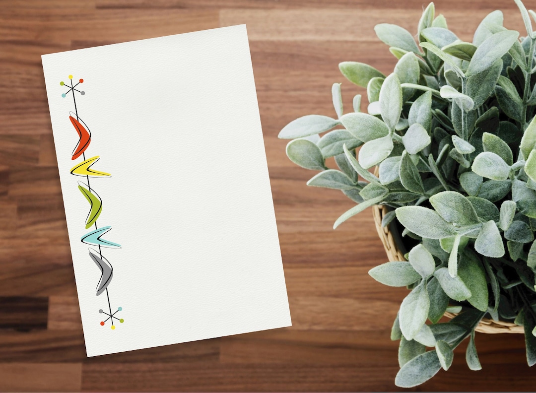 Mid-century Modern Stationery Paper, Atomic Retro Paper for Writing ...
