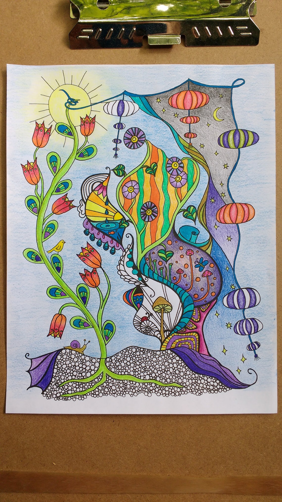 Flower Coloring Page, Printable Coloring Page PDF, Nature, Fantasy ...