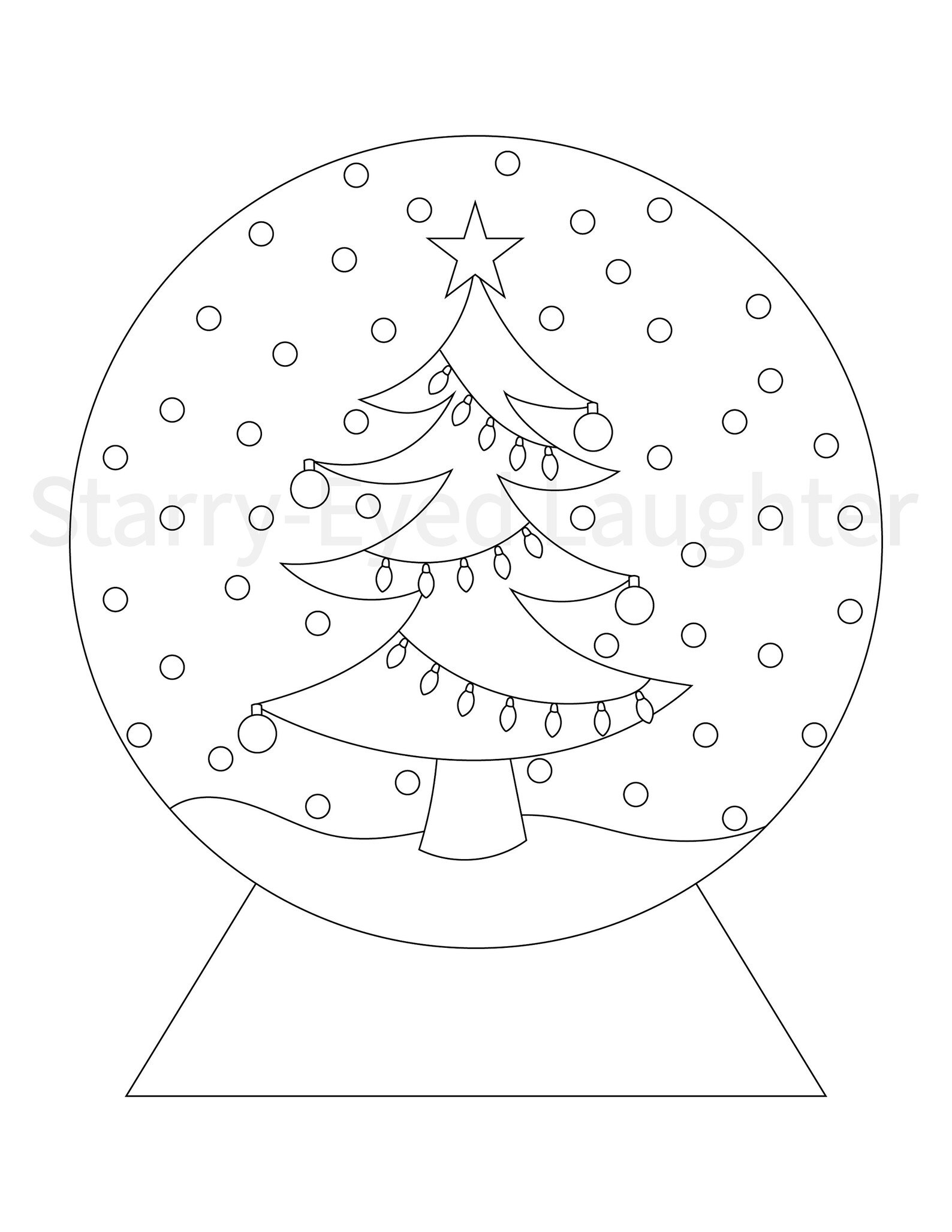 Christmas Tree Snow Globe Coloring Page, Printable PDF Digital Download ...