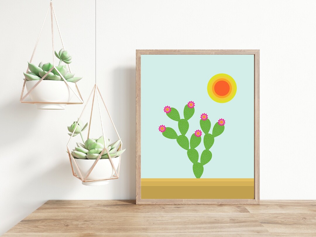 Cute Cactus Print Nursery Wall Art, Desert Southwest Decor, Succulent ...