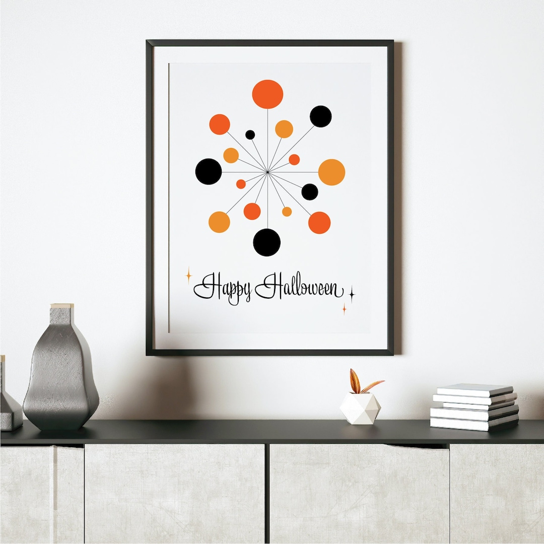 Mid-century Modern Halloween Print, Printable, Retro Halloween Wall Art ...