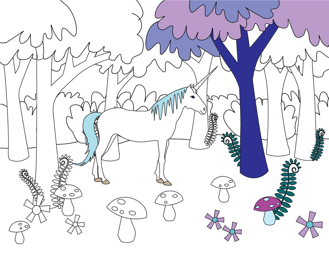 Unicorn Coloring Page Pdf Digital Download File Etsy