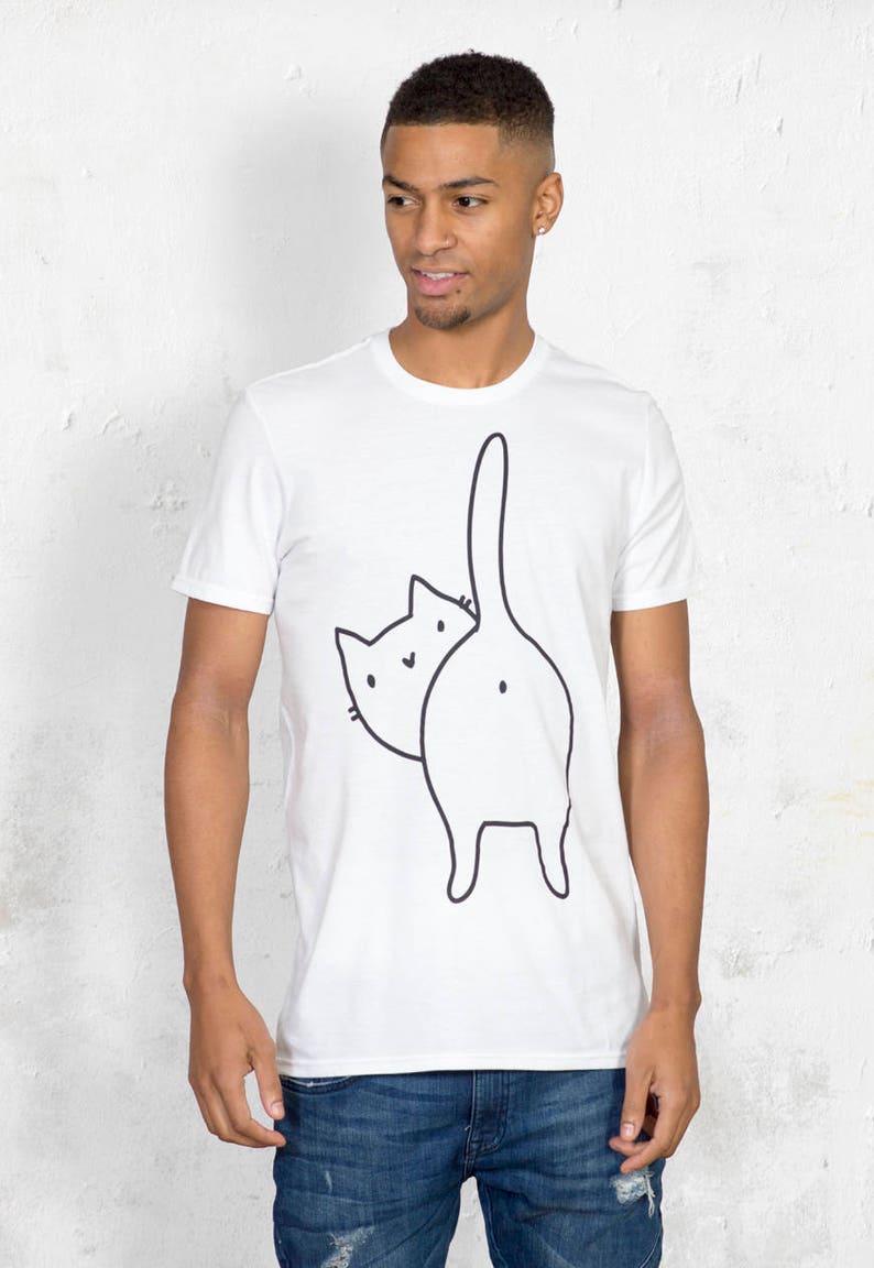 Funny Cat T-shirt - Mens Novelty Cat Tee - Cats Bum, Cute Cat T-shirt ...
