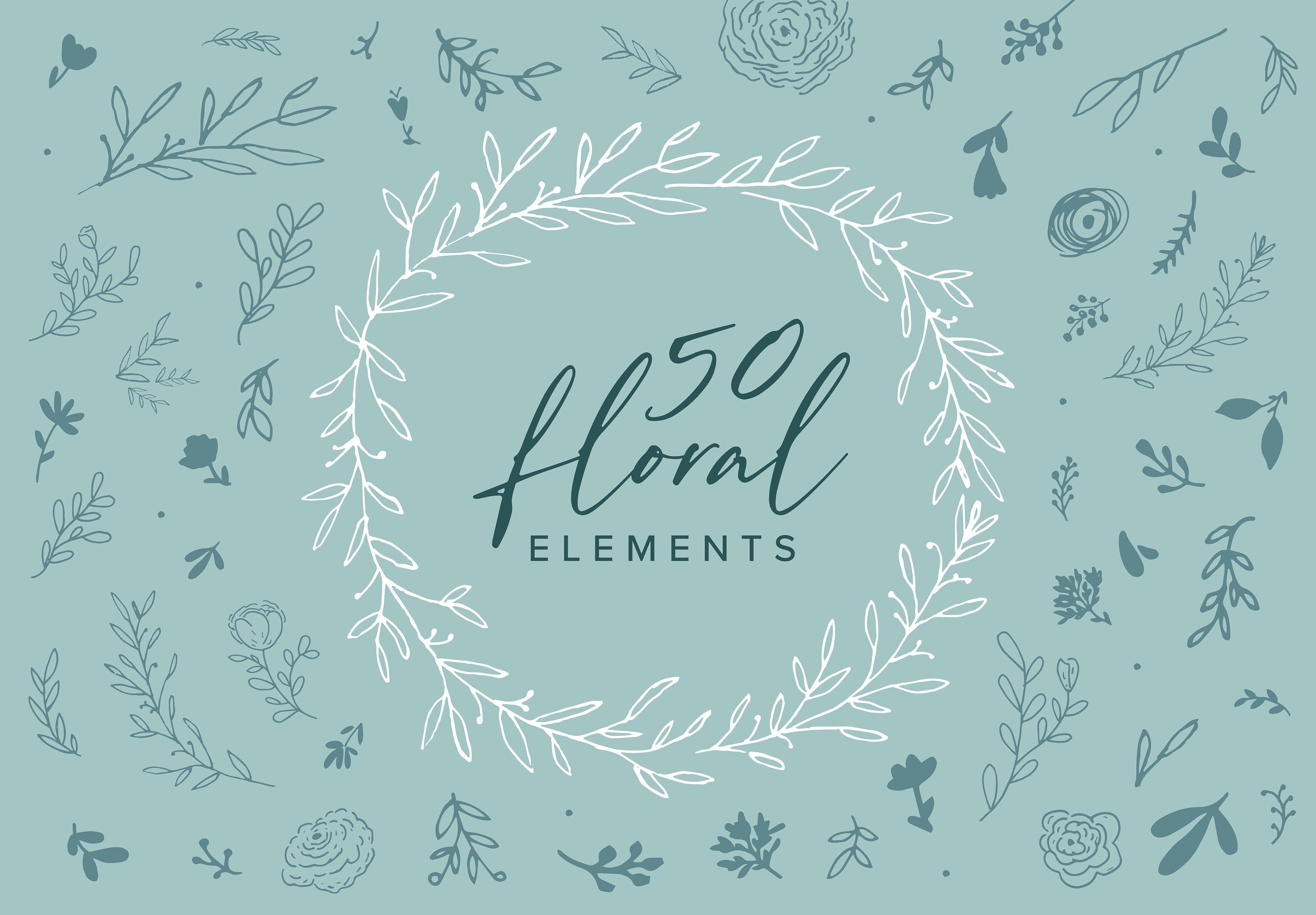 Hand-drawn Floral Vector Pack Handmade Floral Elements | Etsy