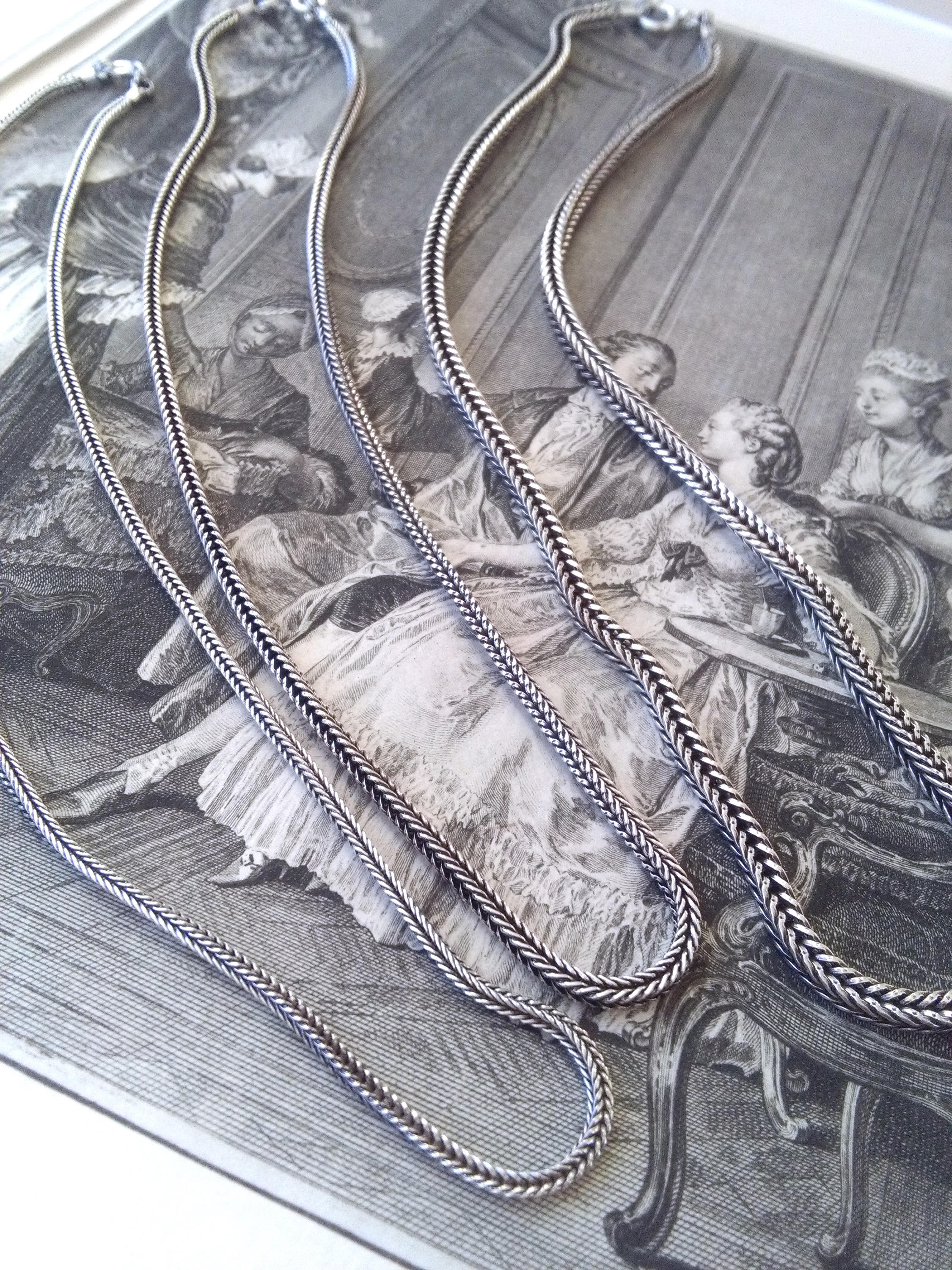 Square Snake Chain Necklace Bali Chain 925 Sterling Silver - Etsy