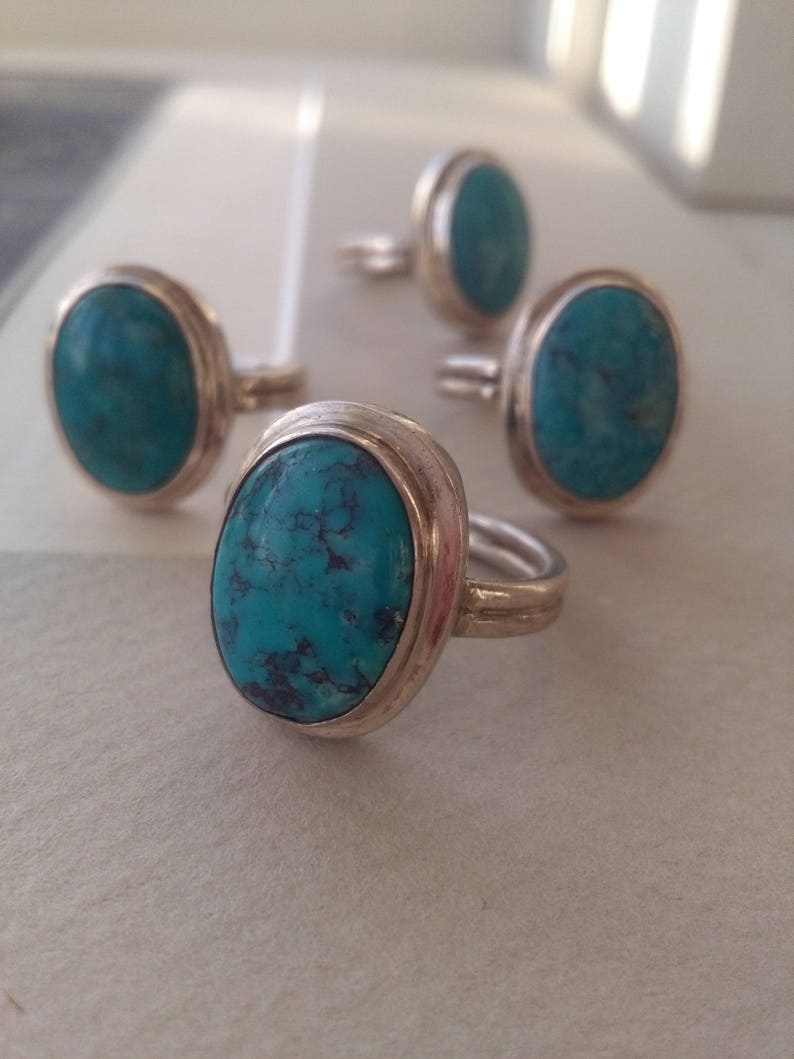 Turquoise Ring Natural Turquoise Sterling Silver Ring - Etsy