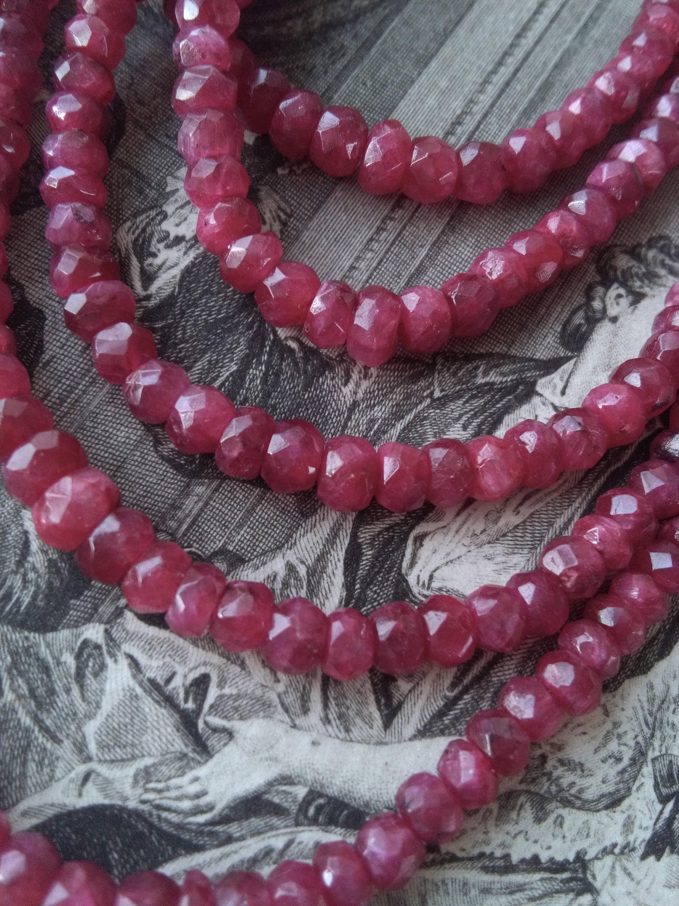Ruby beads necklace natural faceted 3-6mm rubies true | Etsy