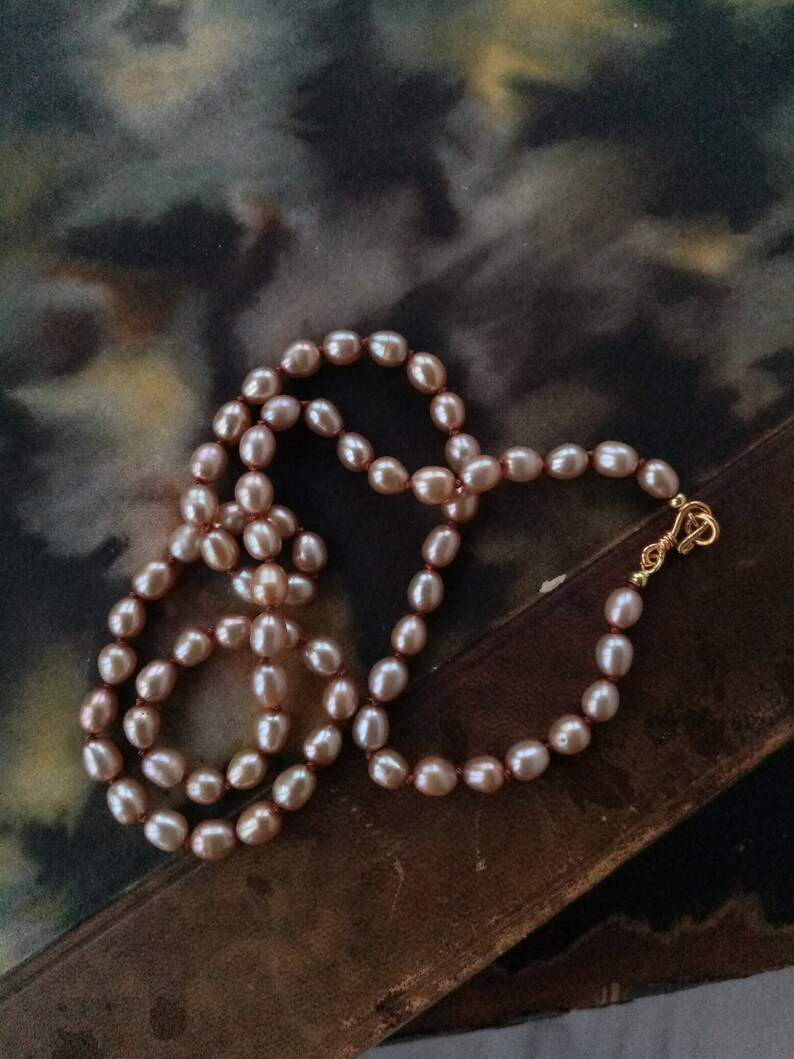 Single Row Golden Cultured Freshwater Quality Rice Pearl Necklace - Etsy