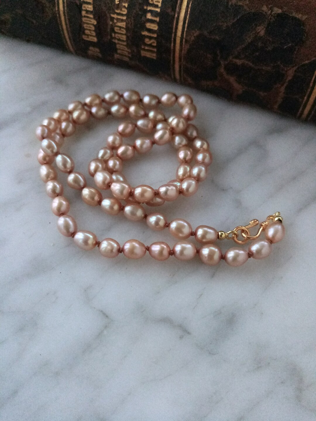 Single Row Golden Cultured Freshwater Quality Rice Pearl Necklace - Etsy