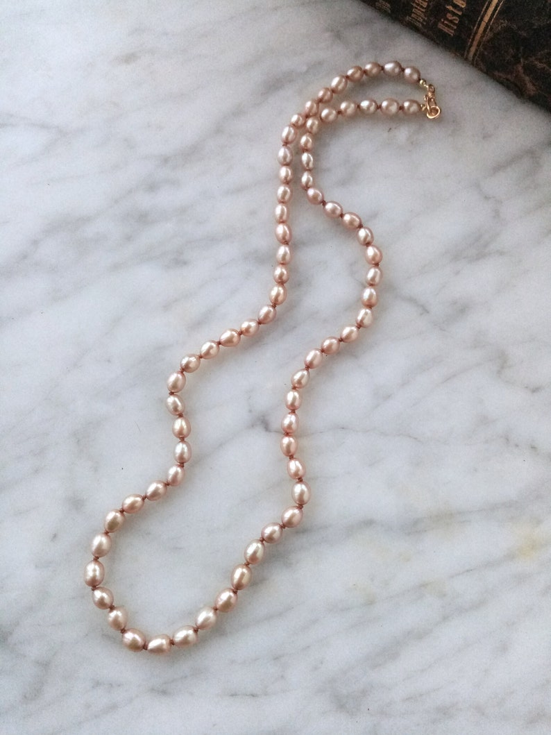 Single Row Golden Cultured Freshwater Quality Rice Pearl Necklace - Etsy