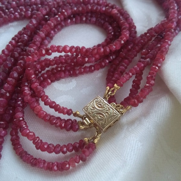 Ruby Beads Necklace - Etsy