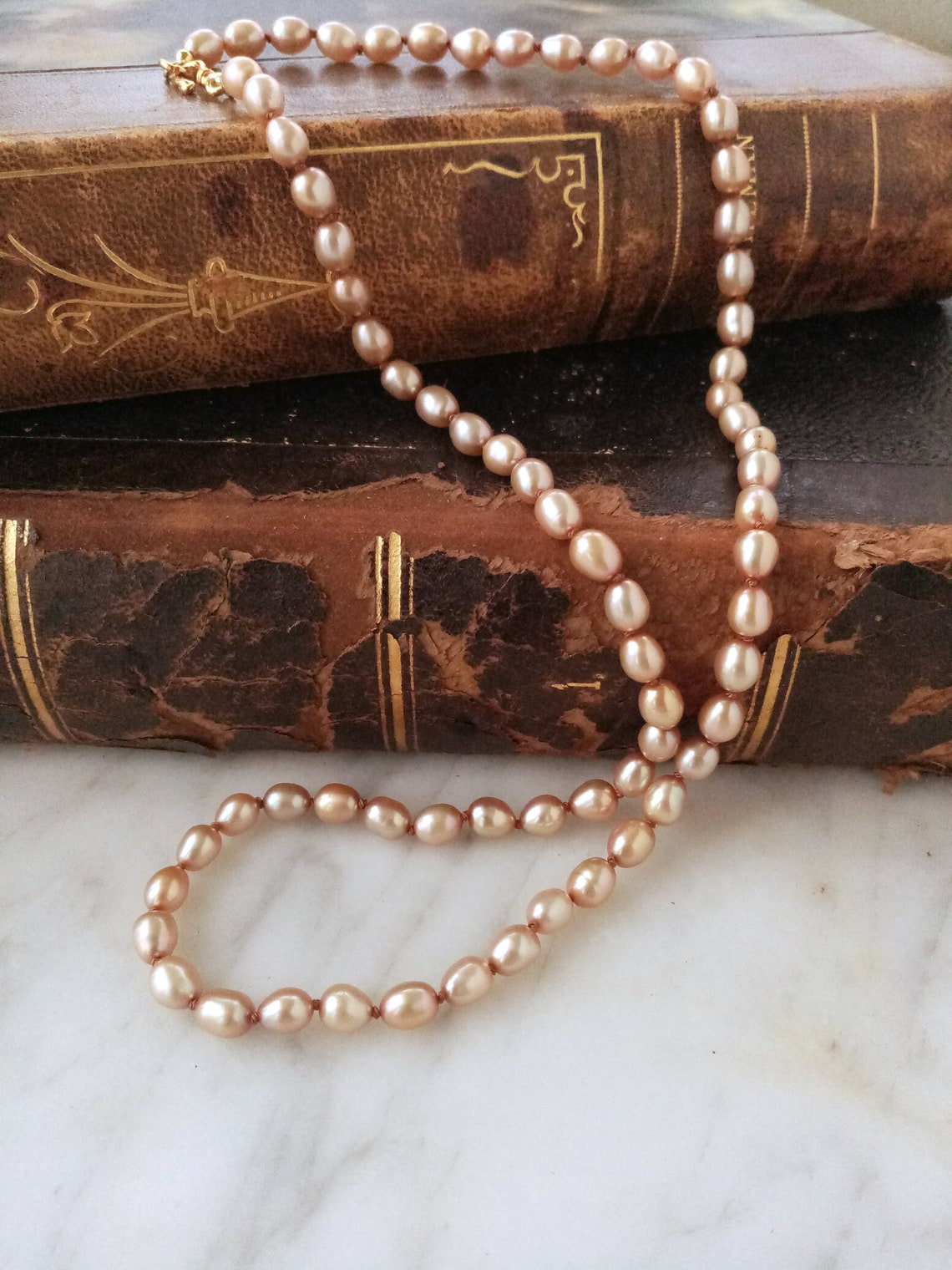 Single Row Golden Cultured Freshwater Quality Rice Pearl Necklace - Etsy