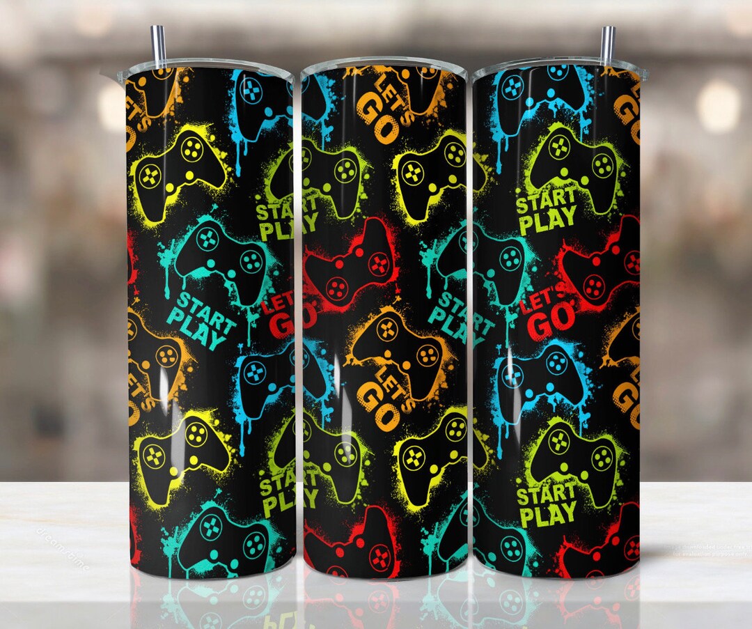 20 Oz Skinny Tumbler Sublimation Gaming Controllers - Etsy