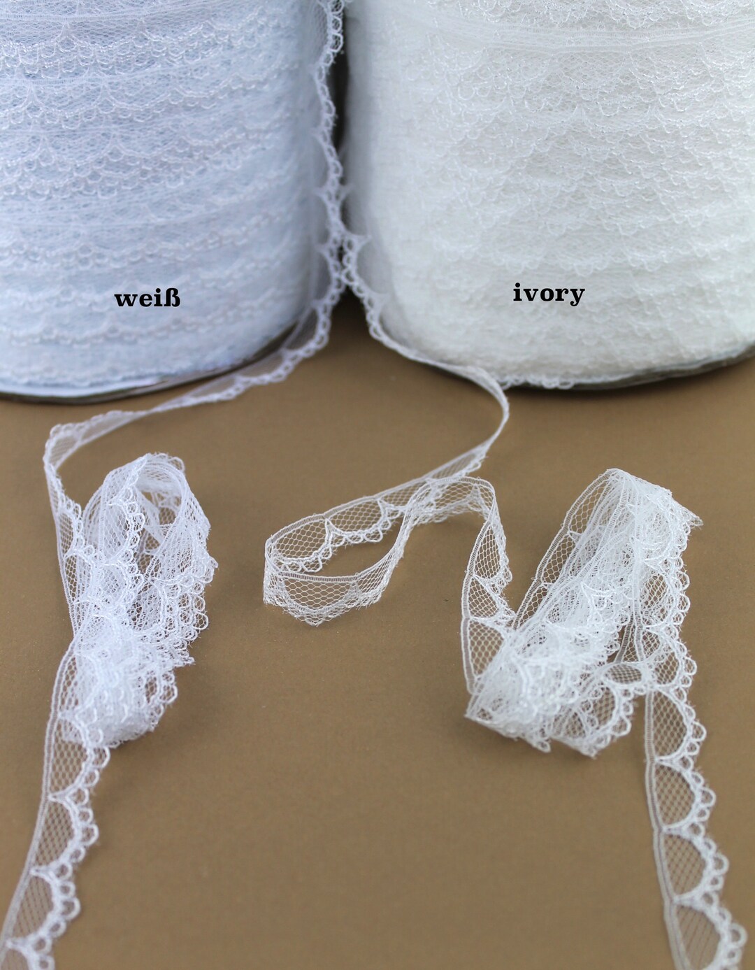 Spitzenband Tüll Spitze Spitzenborte Spitzen Band weiß ivory 12mm - Etsy.de