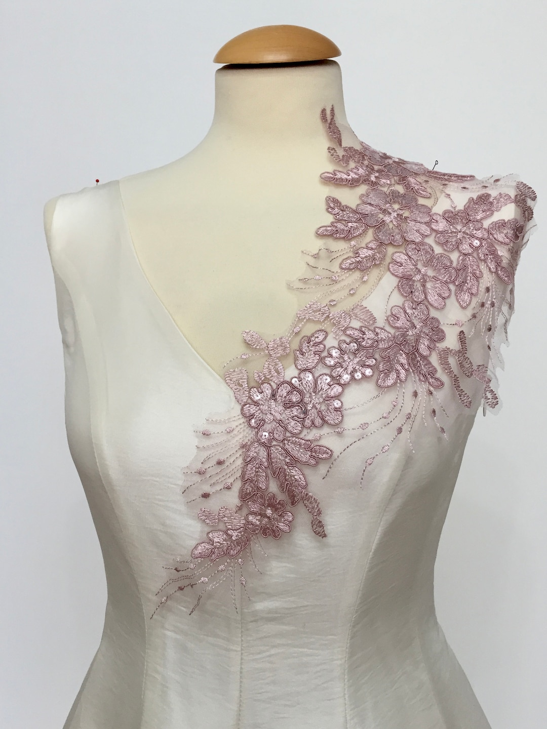 Floral Lace Wedding Dress Lace Applique Sequin Patch Lace Flower Bridal ...