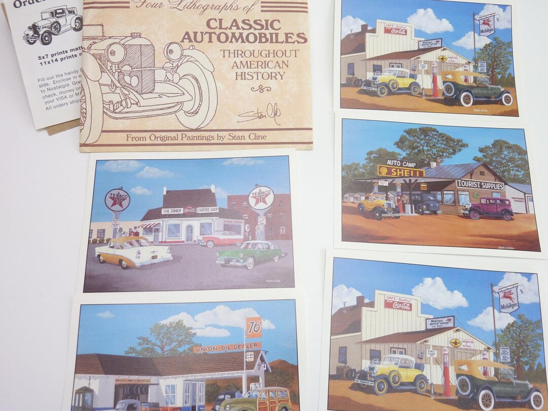 Vintage Car Lithographs Classic Automobiles 5 Stan Cline - Etsy
