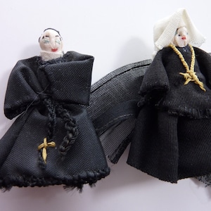 Vintage Nun in Habit Catholic Miniature Small Cloth Dolls Worry Dolls ...