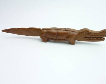 Vintage Carved Wood Alligator / Crocodile Sculpture - Etsy