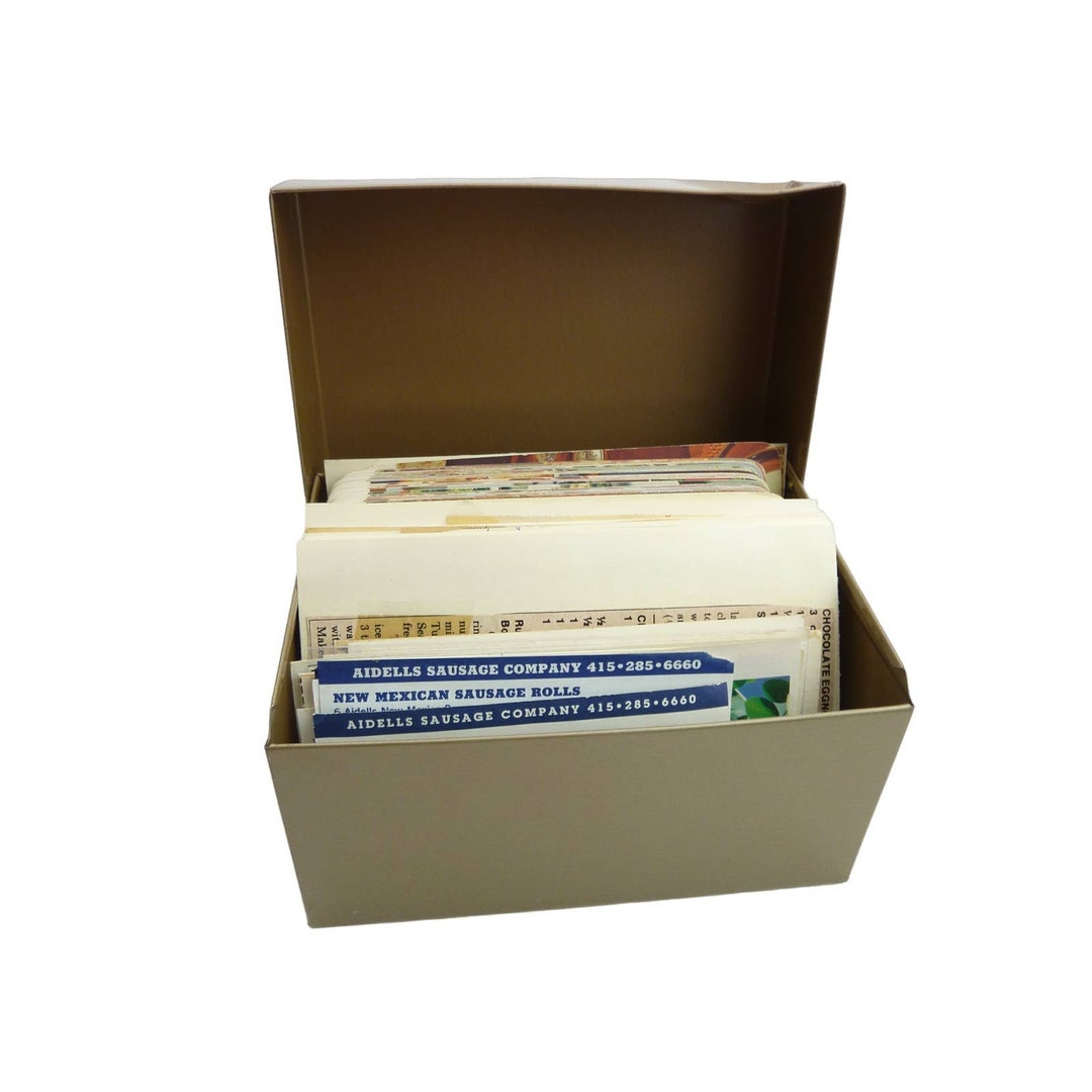 Vintage Recipe Box Typed, Handwritten, and Magazine Cut Outs Eccentric ...