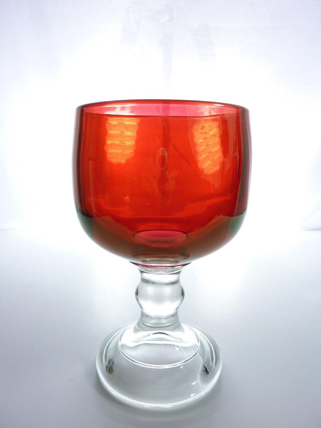 Vintage Ruby Flash Goblet Candy Dish - Etsy