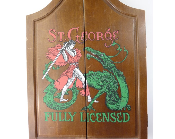 Vtg St George Fully Licensed Dragon Wooden Wall Hanging Dart Board Game ...
