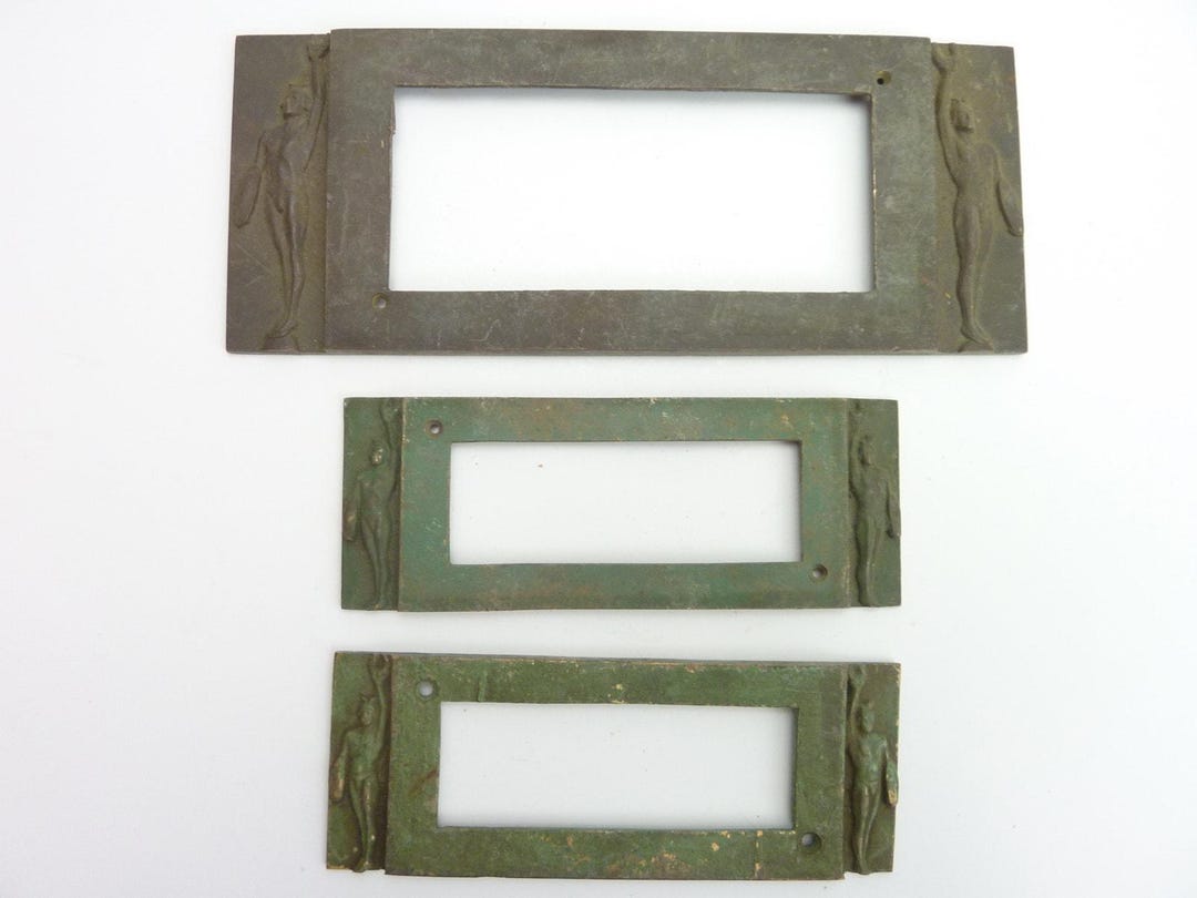 Vintage Art Deco Hardware Letter Cabinet Label Slot Rectangle ...