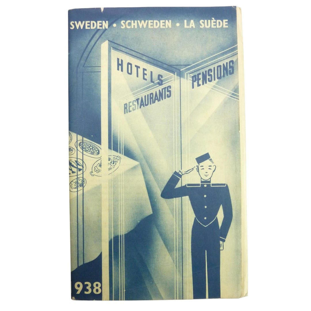 Vintage 1938 Sweden Brochure Travel Pamphlet Map Guide - Etsy