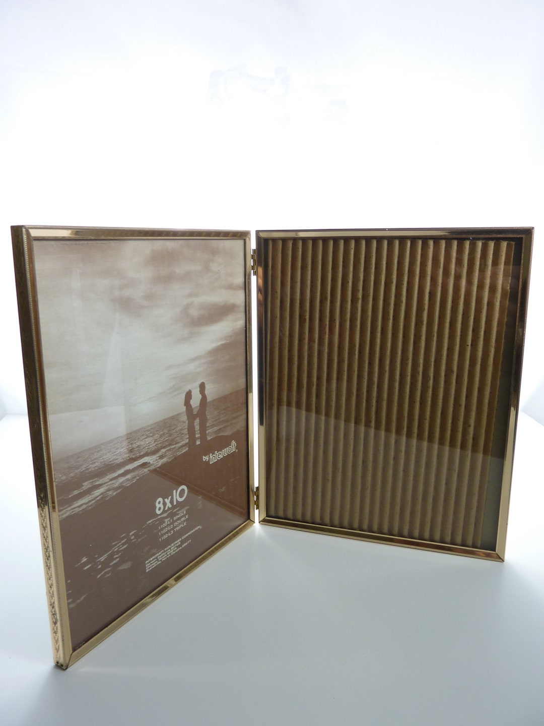 Vintage Brass Mid Century Double Folding Frame Metal 8X10 Decor ...