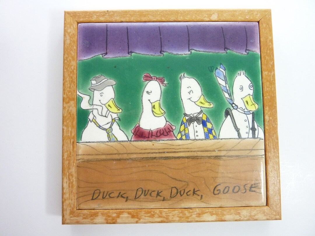 Vintage Duck Duck Duck Goose Funny Tile Trivet Maria Porges Wall Decor ...