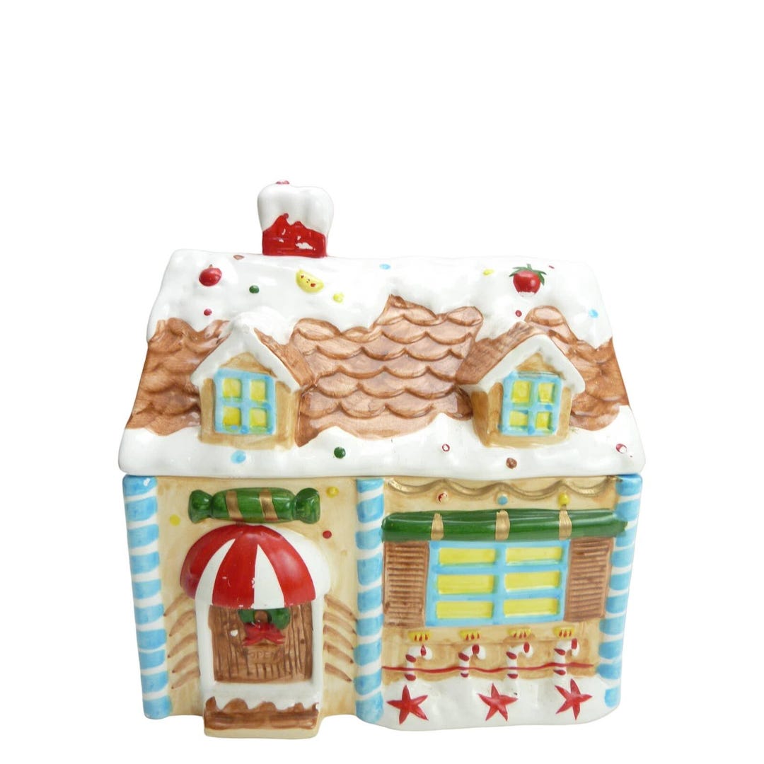 Vintage Gingerbread House Christmas Cookie Jar Ceramic Box With Lid - Etsy