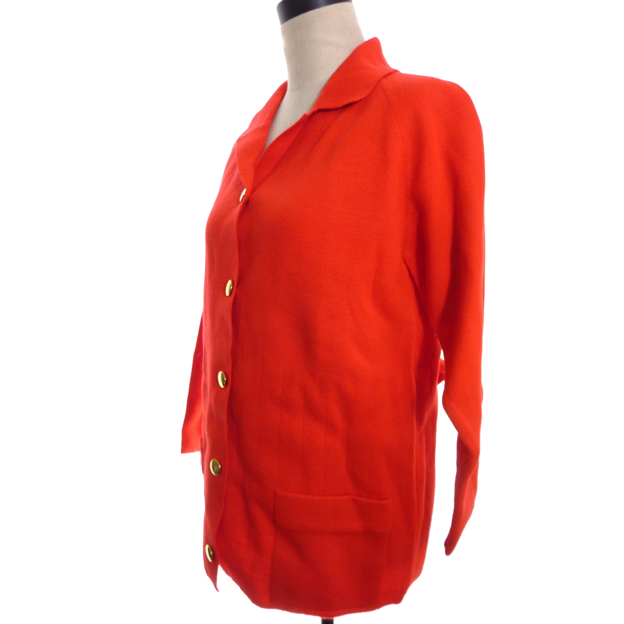 Vintage Bright Red Sweater Jacket Size Medium Fashionelle Ades - Etsy