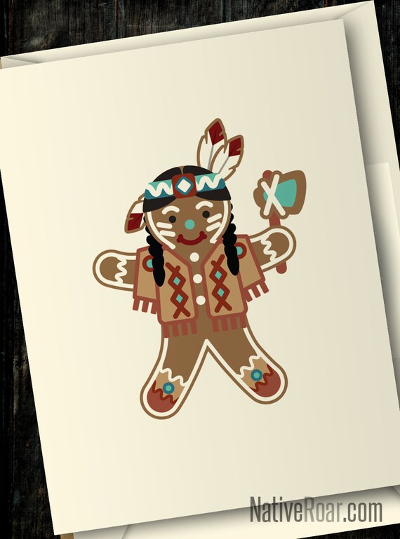 Native American Gingerbread Christmas Card Seasons Greetings | Etsy