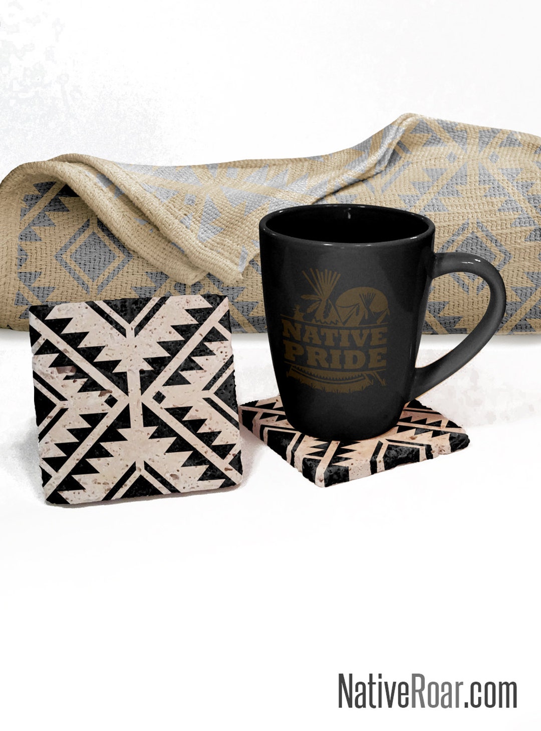 Native American Pattern Tumbled Stone Drink Coaster Quilted - Etsy