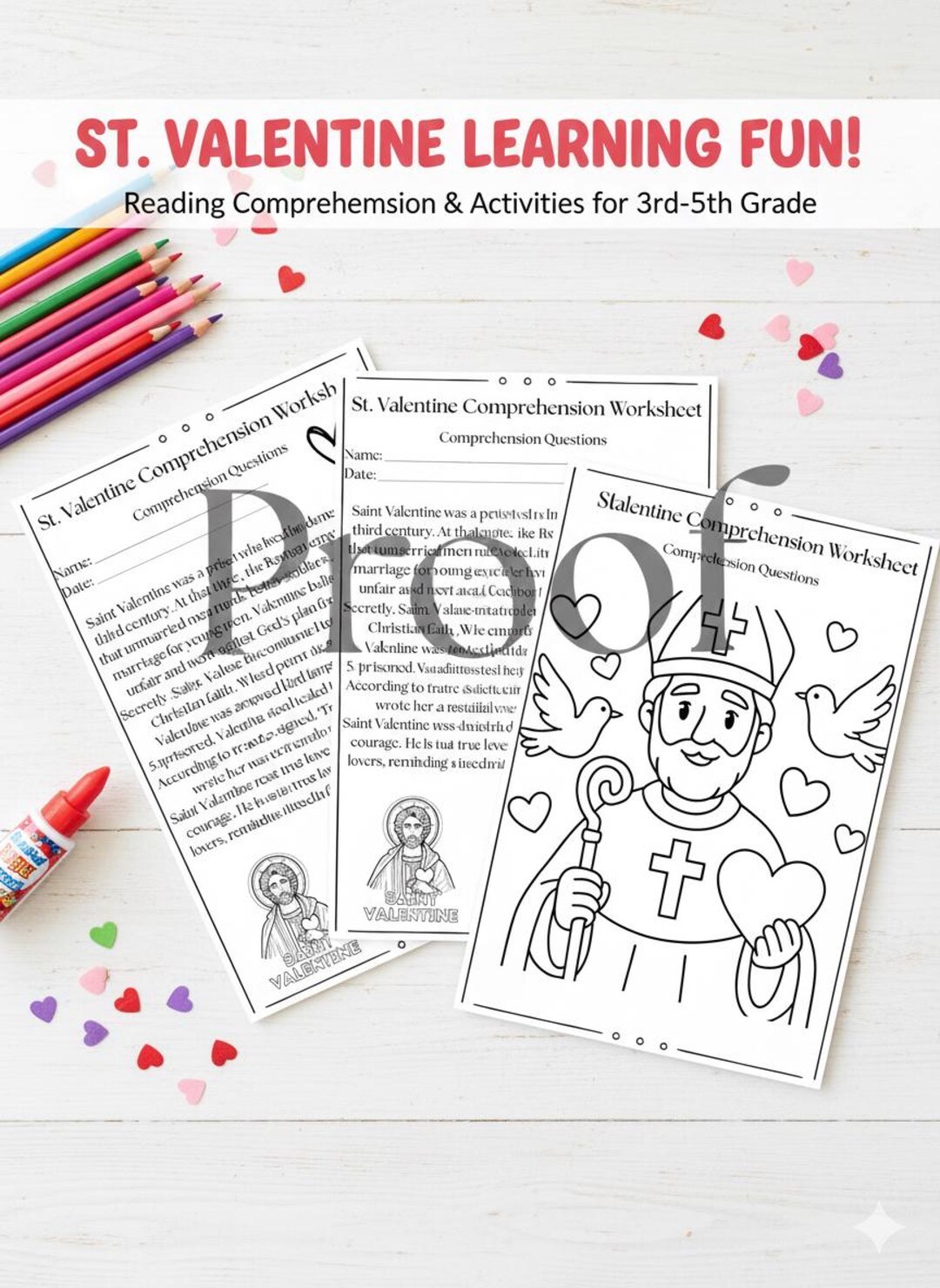 St. Valentine Reading Comprehension Worksheet for Grades 3-5 | Digital ...