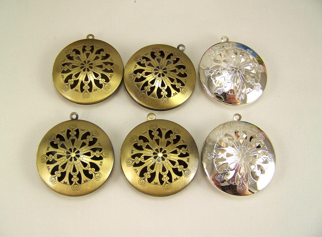 Open Work Lockets, 6 Lockets, Silver and Bronze Lockets, Destash ...