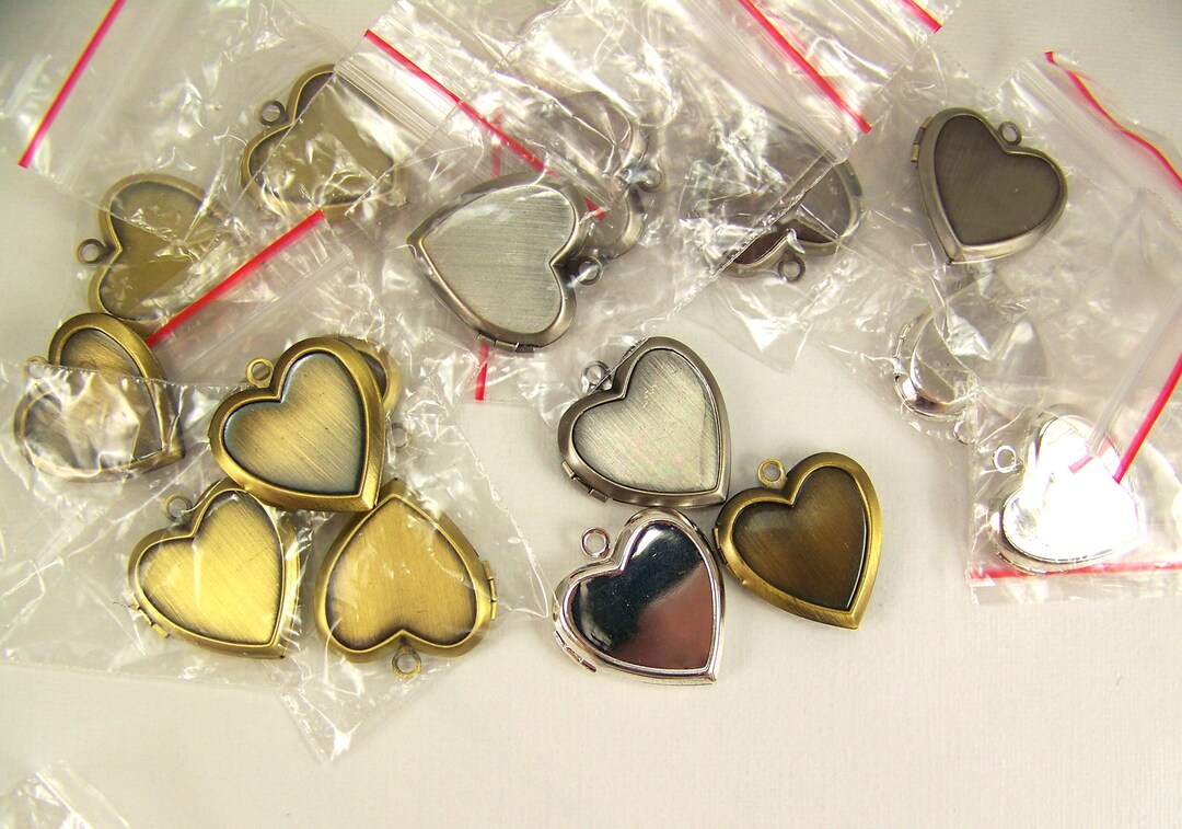Heart Lockets, 18 Heart Lockets, Destash Lockets, Bezel Setting Lockets ...