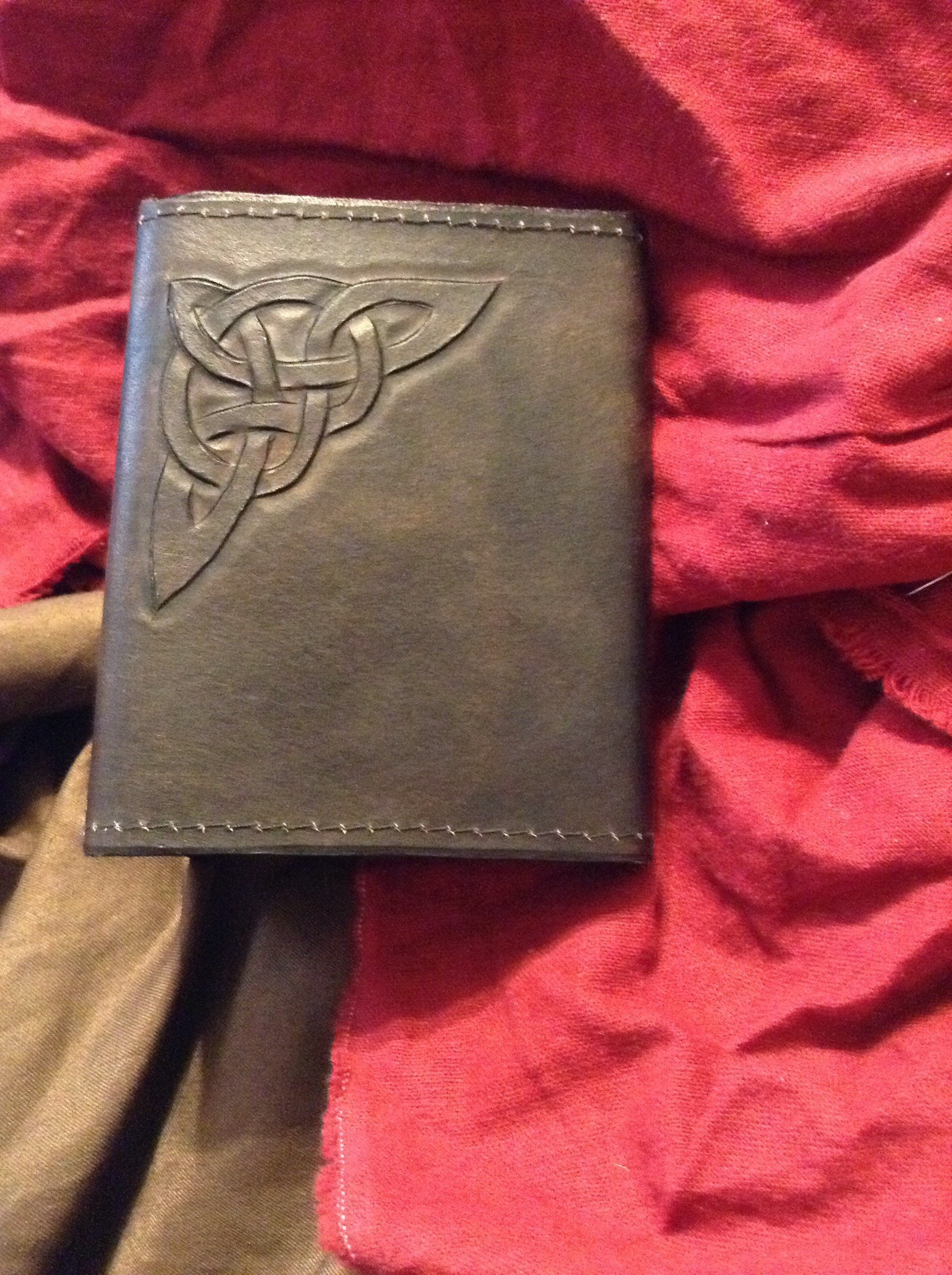 Brown Celtic Knot Leather Trifold Wallet