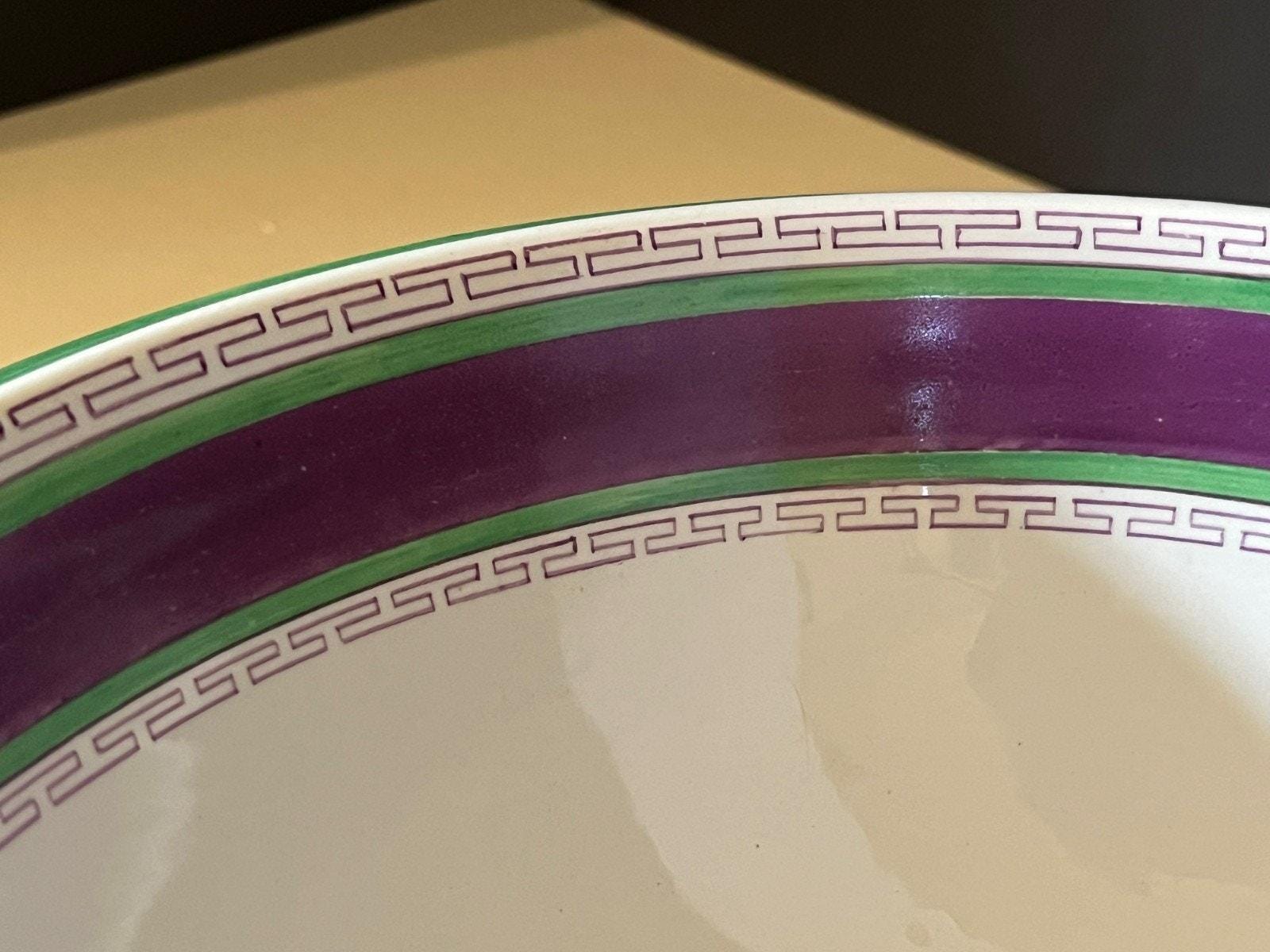Antique Henry Alcock Porcelain Wash Basin & Pitcher Green Purple Art ...
