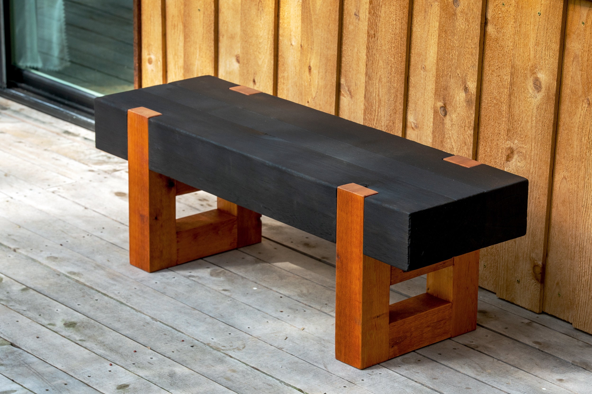 Shou Sugi Ban Outdoor Wood Bench - Etsy